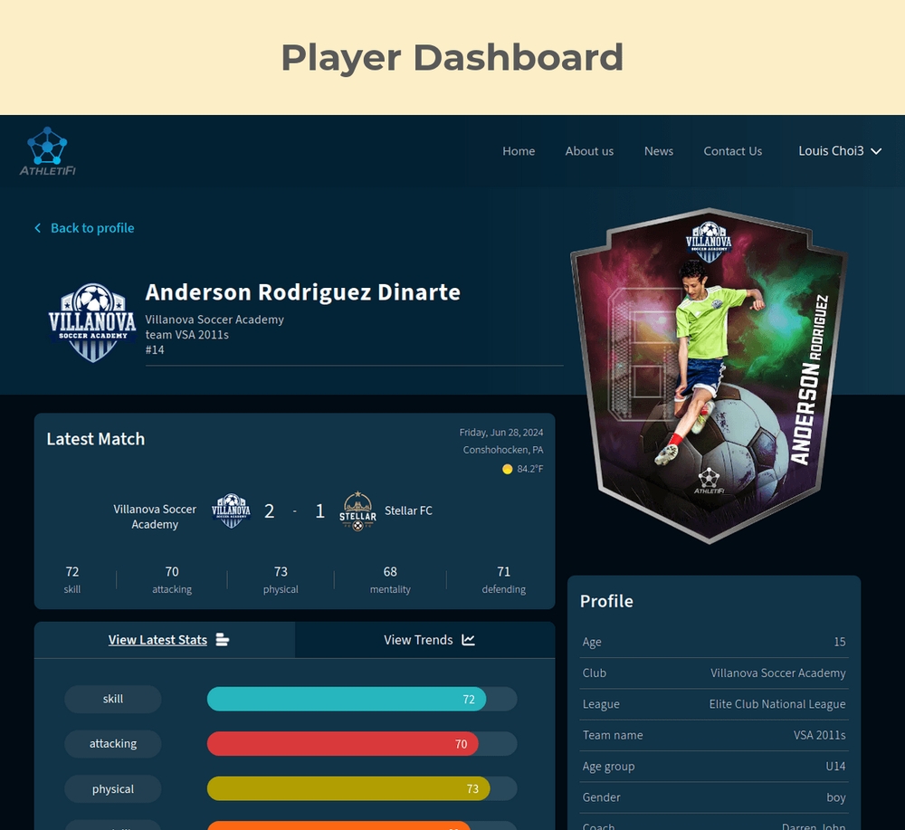 How to navigate your player dashboard